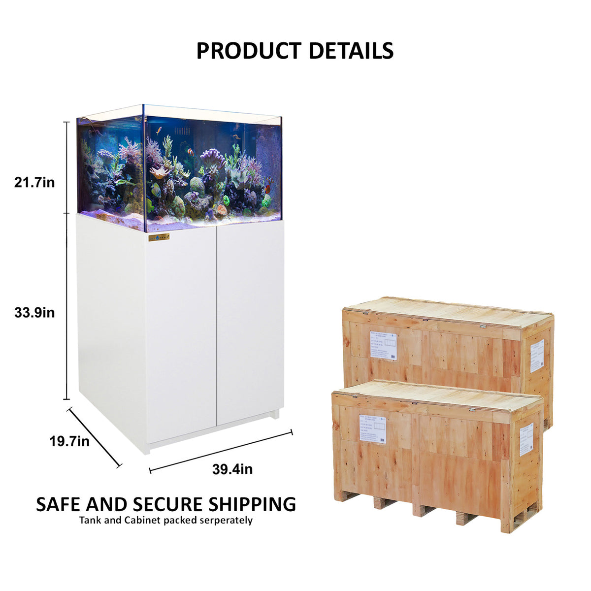 115 Gallon Coral Reef Aquarium Ultra Clear Glass Tank & Built in Sump