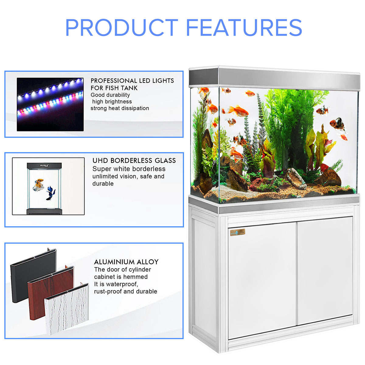 Aqua Dream 110 Gallon Tank Tempered Glass Aquarium White and Silver wi