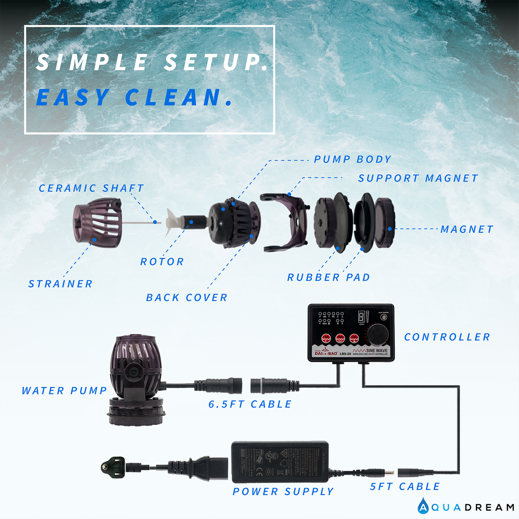 24v Dc Sine Wave Maker Pump Marine Coral Reef Aquarium Magnet Mount