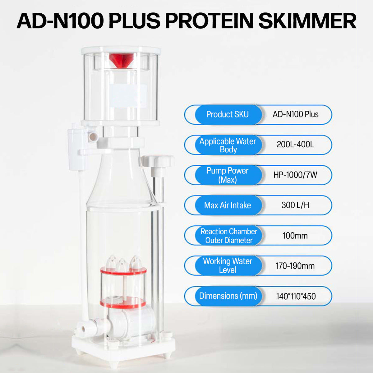 Protein Skimmer 35-150 Gal Ocean Coral Reef Fish Saltwater Aquarium Pu